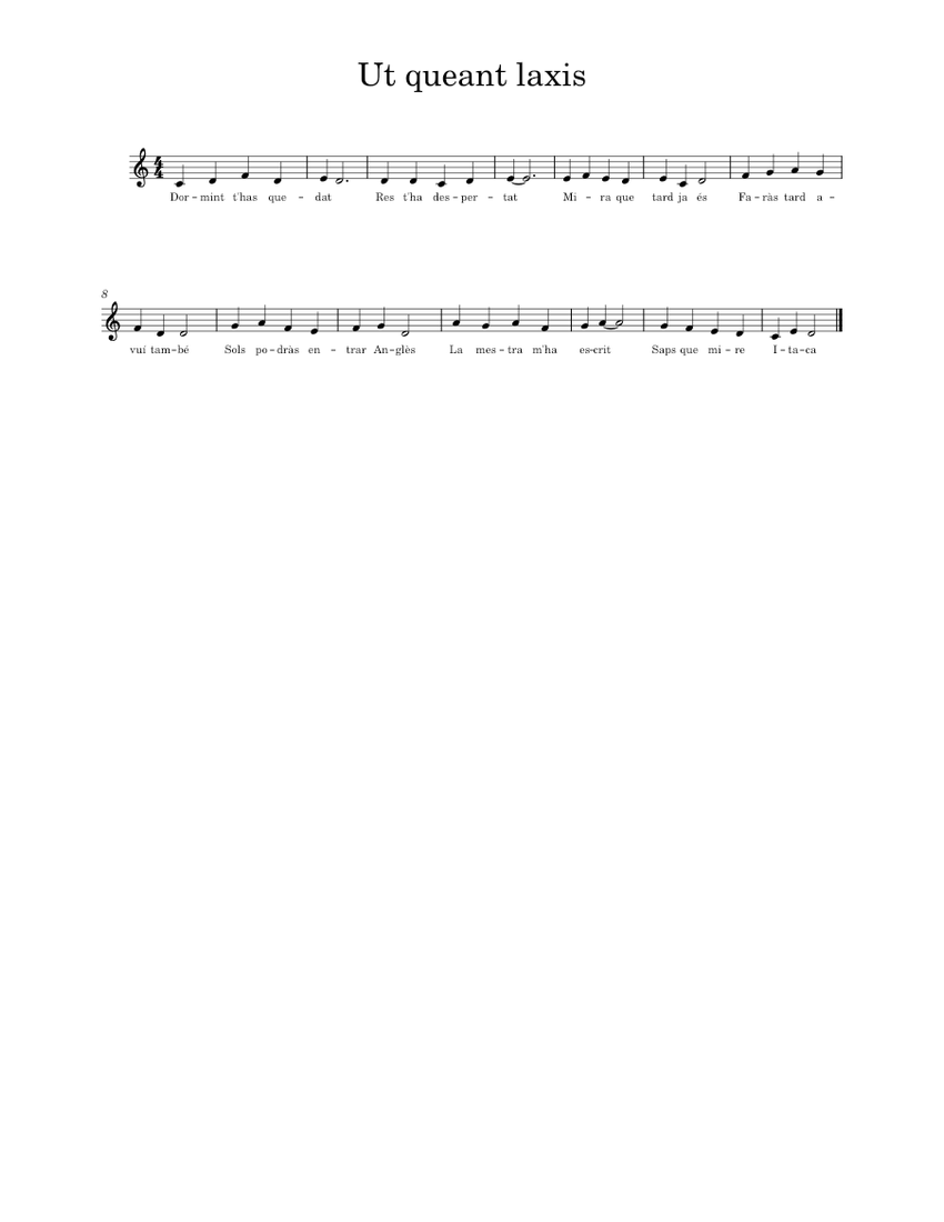 Ut queant laxis – Guido d’Arezzo Sheet music for Violin (Solo ...