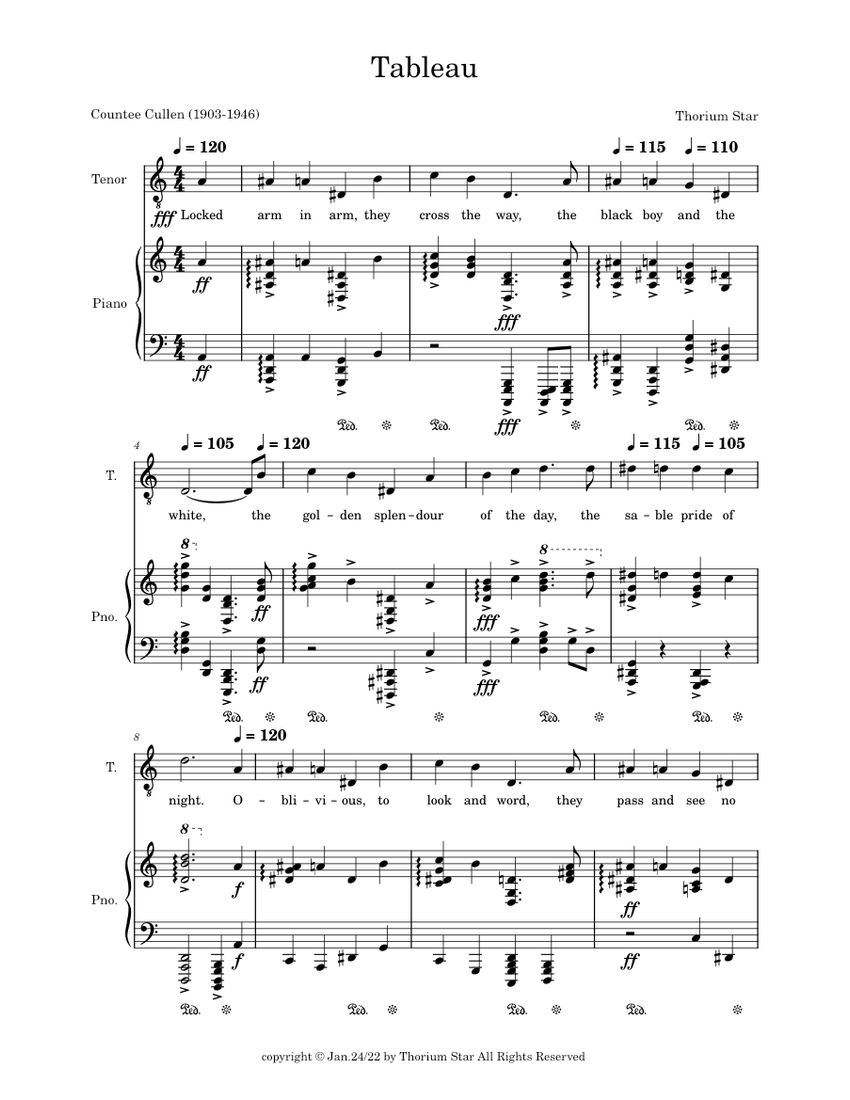 Tableau Sheet music for Piano, Tenor (Piano-Voice) | Musescore.com