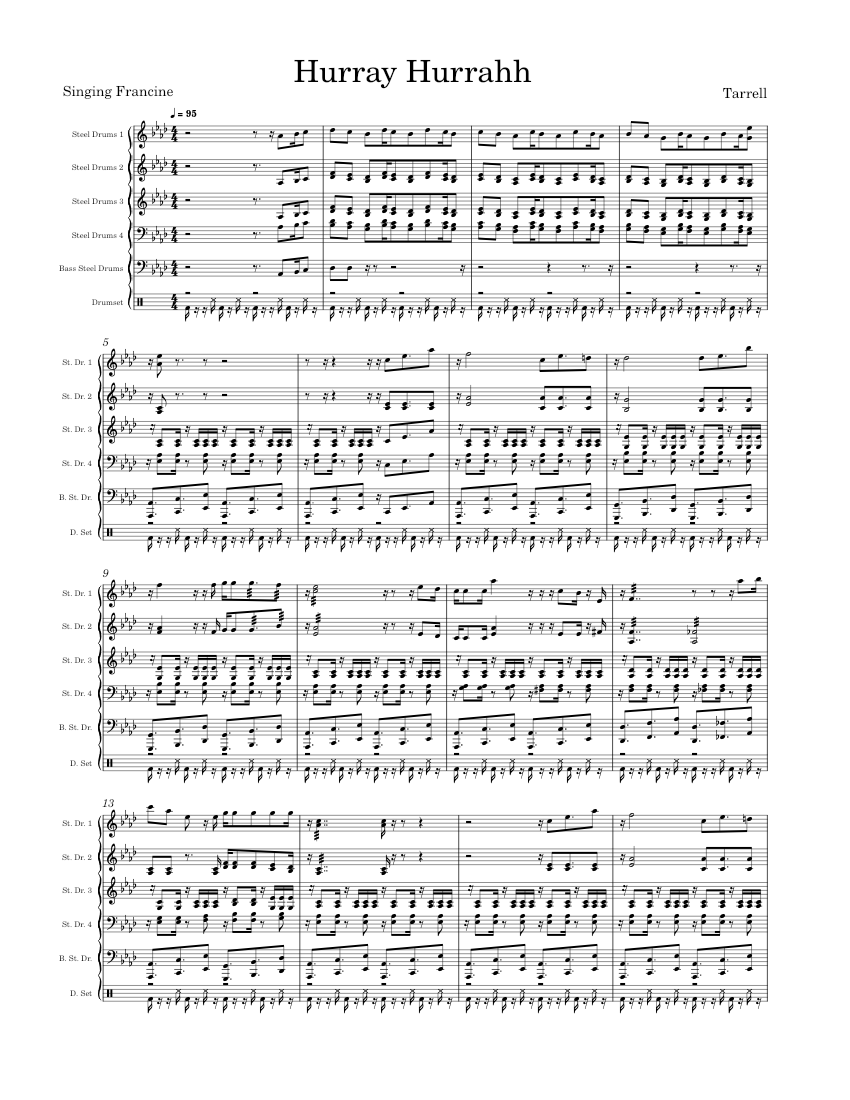 Hurray Hurrahh Sheet Music for Drum group, Steel drums (Mixed Ensemble ...