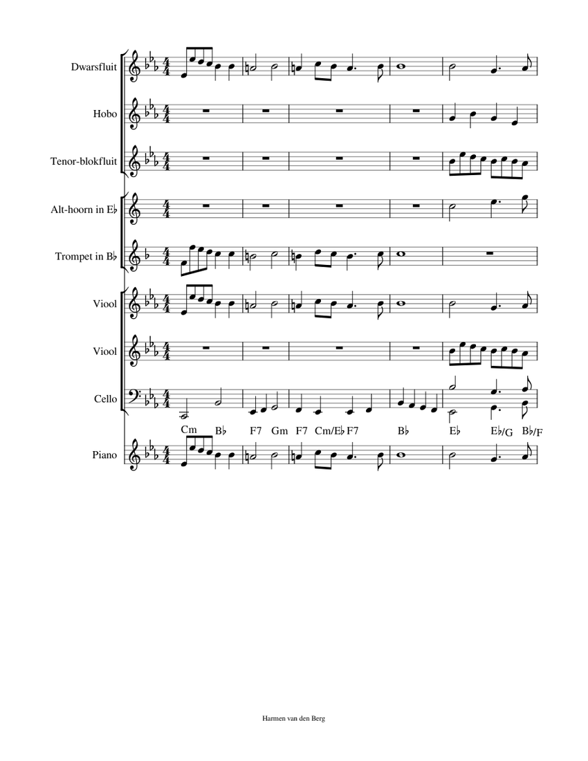 U zij de glorie Sheet Music for Piano, Flute, Oboe, Trumpet in b-flat & more instruments (Mixed ...