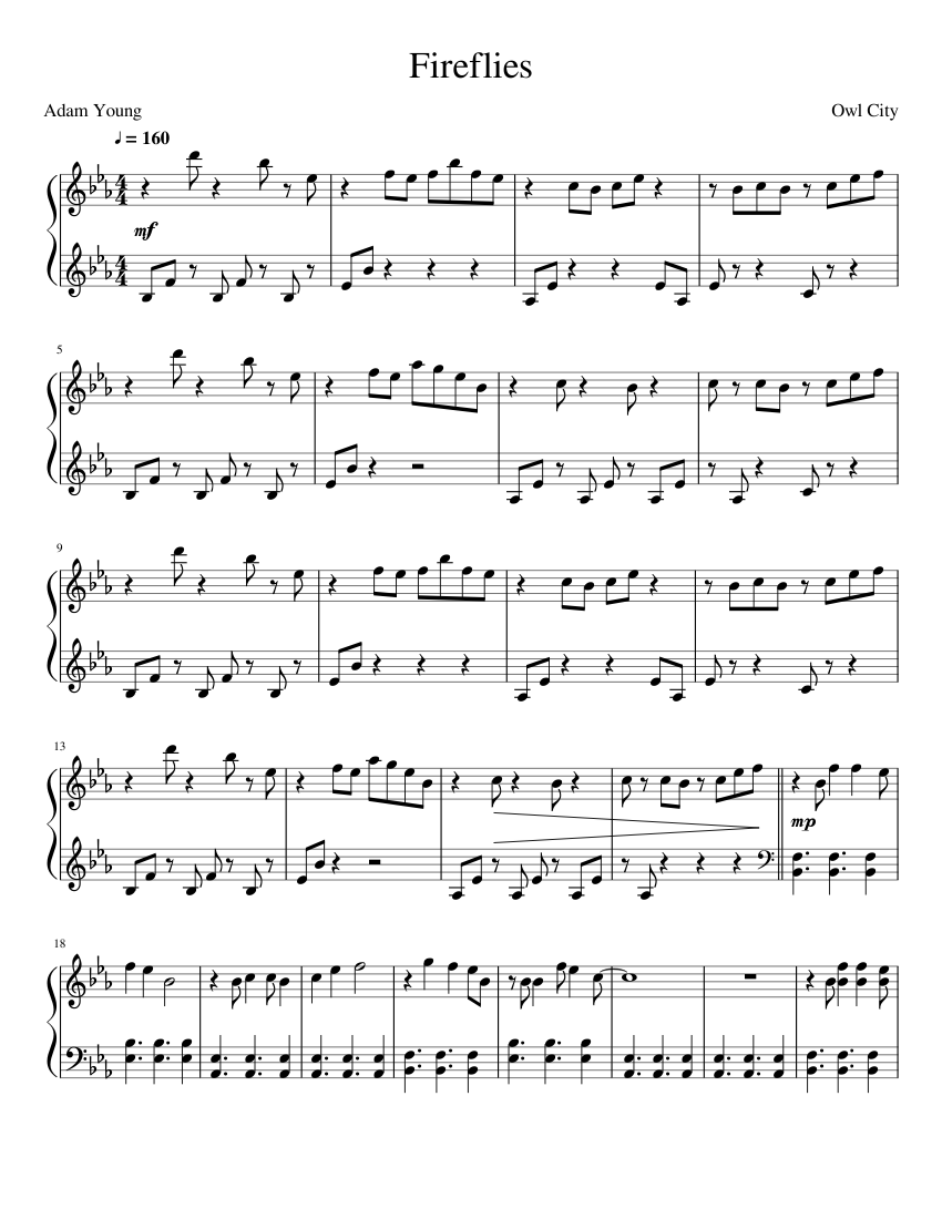 Fireflies – Owl City Fireflies Sheet music for Piano (Solo) | Musescore.com