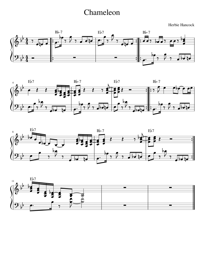 Chameleon for Class Sheet music for Piano (Solo) Easy | Musescore.com