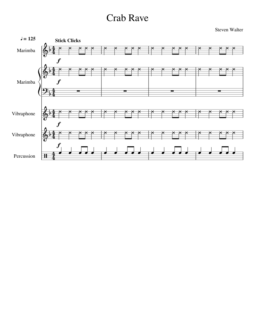 Crab Rave Sheet music for Vibraphone, Drum group, Marimba (Percussion ...
