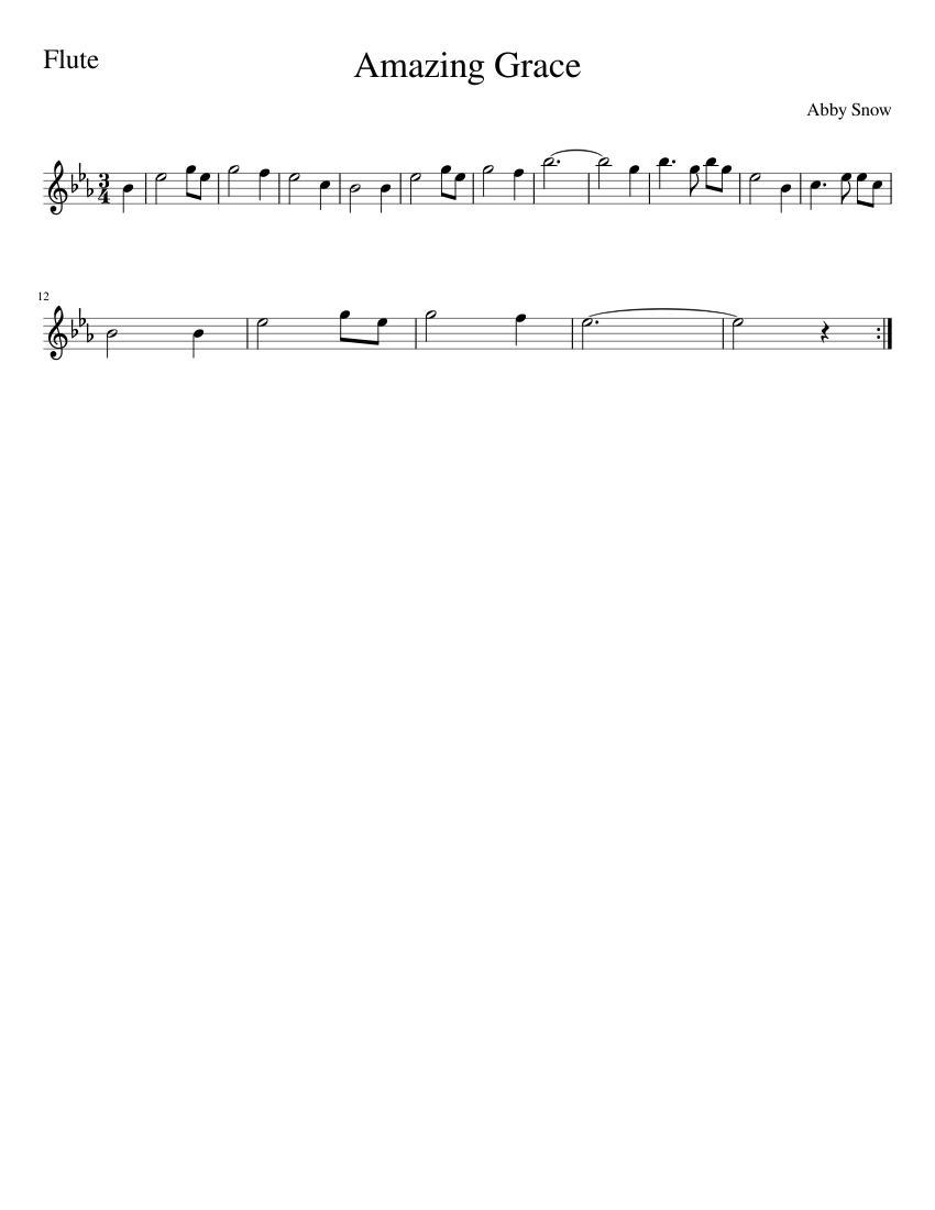 Amazing Grace flute Sheet music for Flute (Solo) | Musescore.com