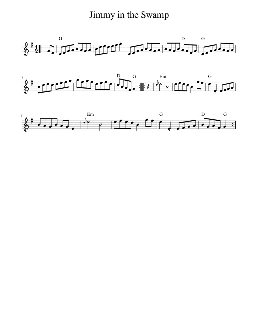 Jimmy in the Swamp Sheet Music with Chords for Piano (Solo) Easy ...