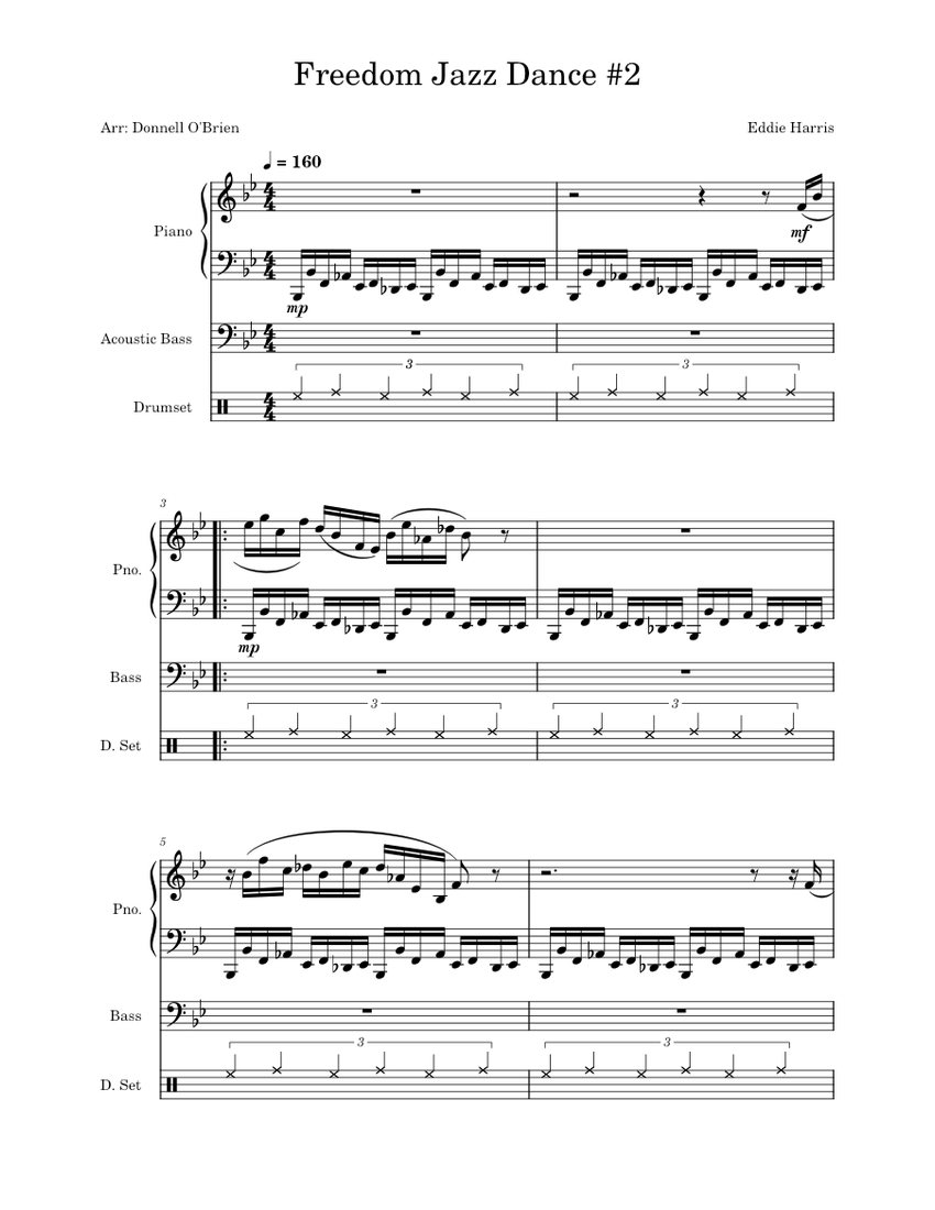 Freedom Jazz Dance – Eddie Harris Sheet Music for Piano, Bass guitar ...