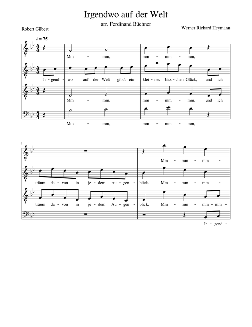 Irgendwo auf der Welt Sheet Music for Piano (A Capella) | MuseScore.com