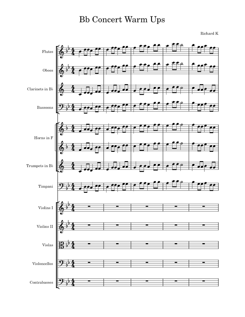 Bb Concert Band Warm Ups Sheet music for Flute, Oboe, Clarinet in b ...