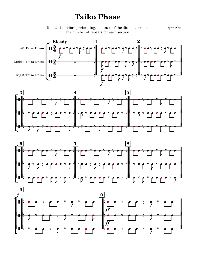 Taiko Phase Sheet Music for Bass drum (Percussion Trio) | MuseScore.com