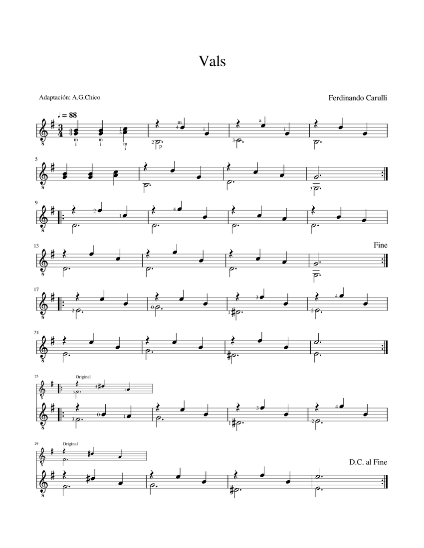 Vals - Carulli Sheet Music for Guitar (Solo) | MuseScore.com