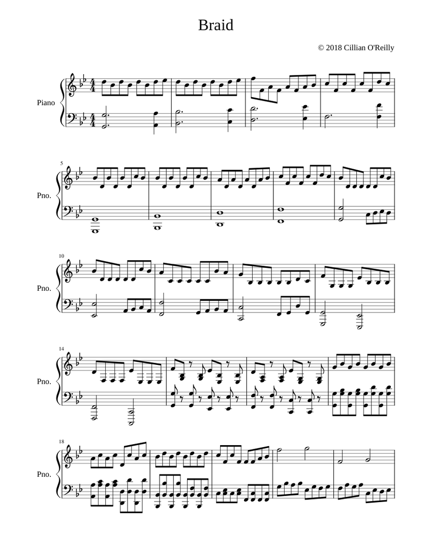 Braid Sheet Music for Piano (Solo) | MuseScore.com