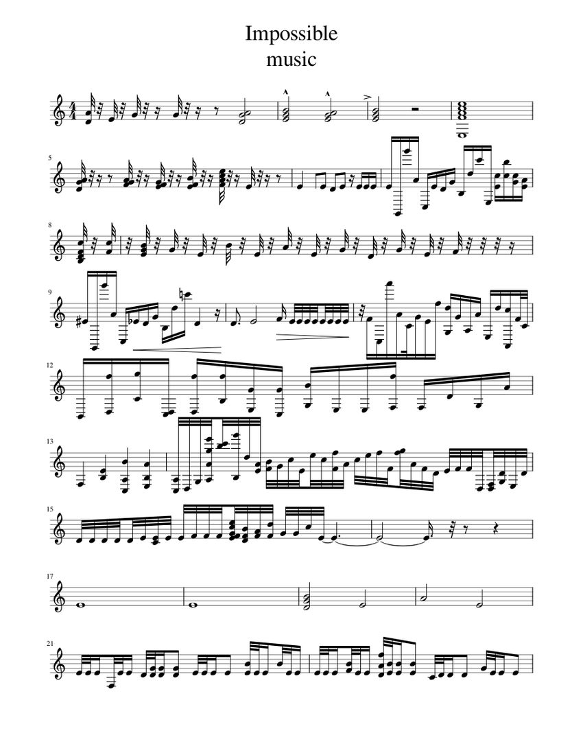 Impossible music Sheet music for Piano (Solo) Easy | Musescore.com