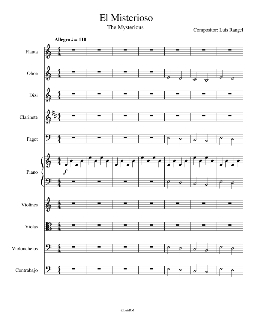 El Misterioso Sheet music for Piano, Flute, Oboe, Bassoon & more instruments (Mixed Ensemble ...