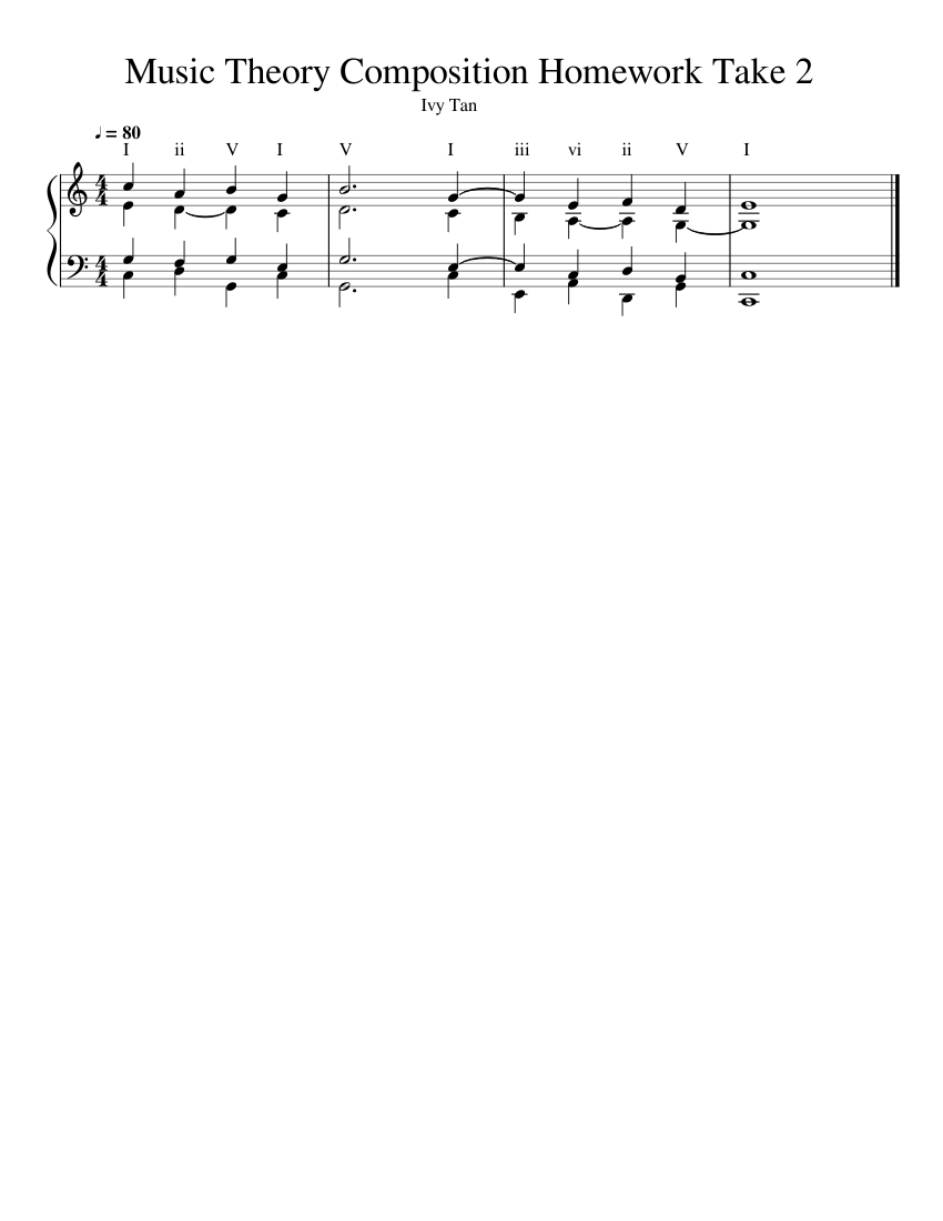 Music Theory Composition Homework Sheet music for Piano (Solo) Easy ...