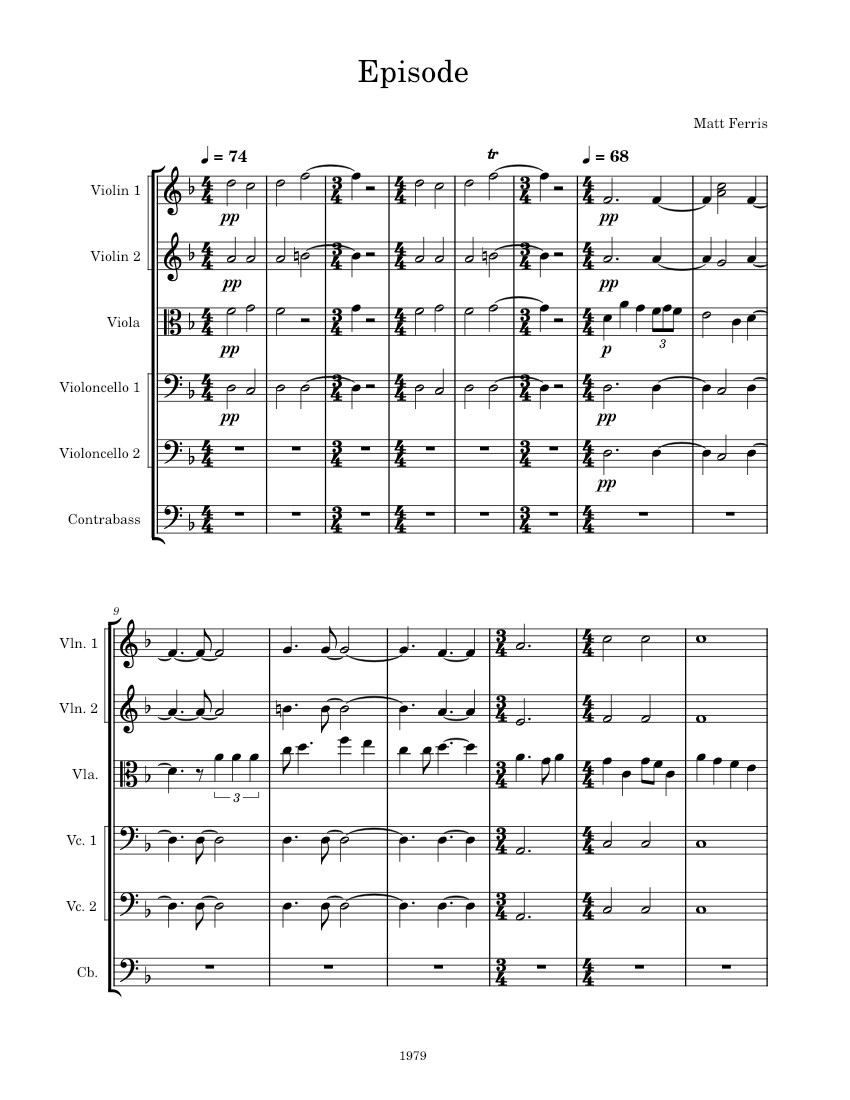 Episode Sheet music for Contrabass, Violin, Viola, Cello (String Ensemble) | Musescore.com