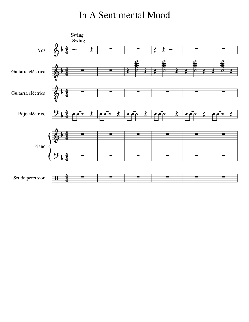 In_A_Sentimental_Mood Sheet music for Piano, Vocals, Guitar, Bass ...