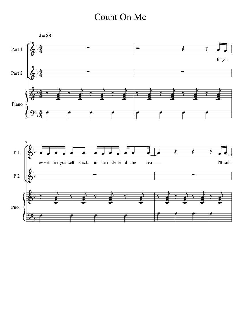 Count on me piano Sheet music for Piano (Mixed Trio) | Musescore.com