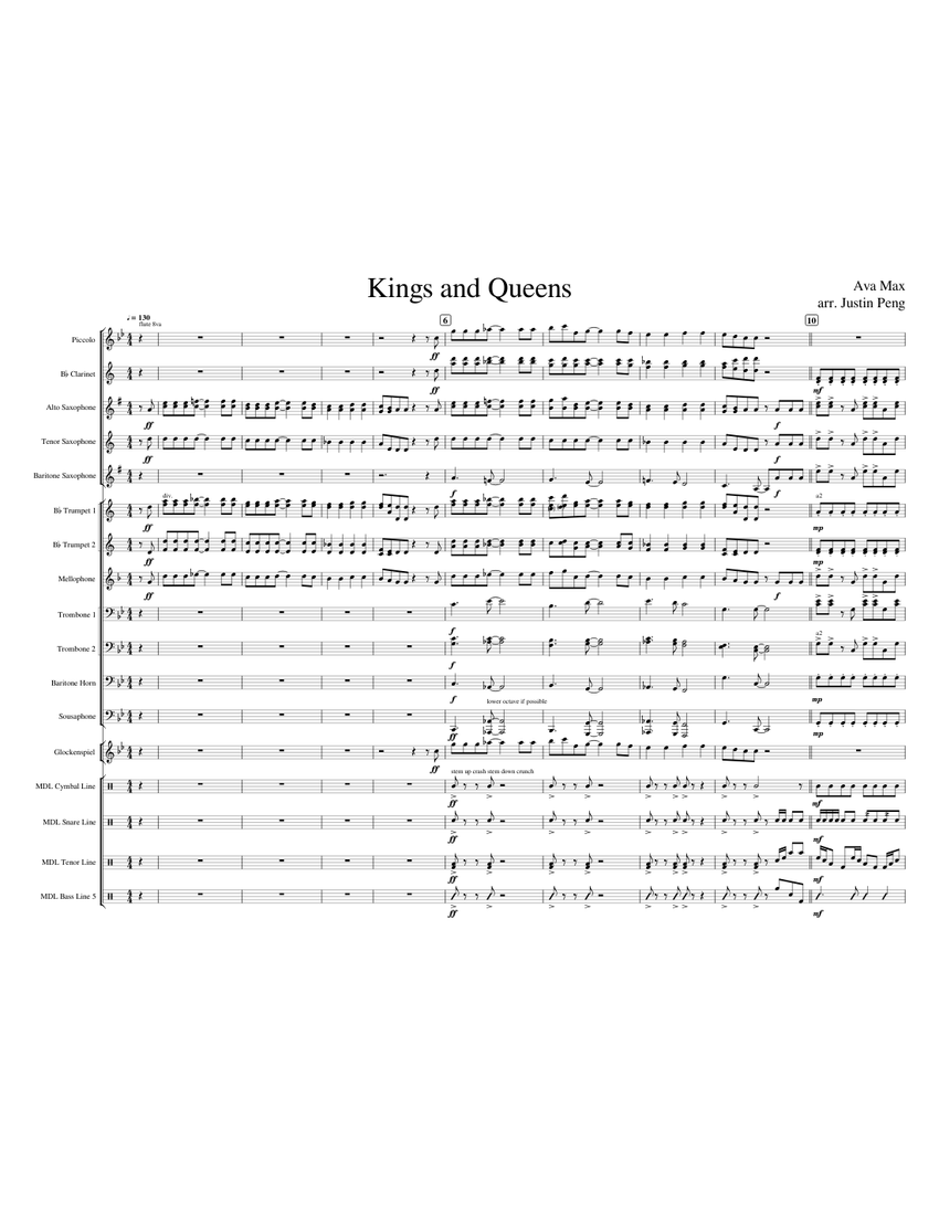 Kings and Queens (marching band) Sheet Music for Trombone, Mellophone ...
