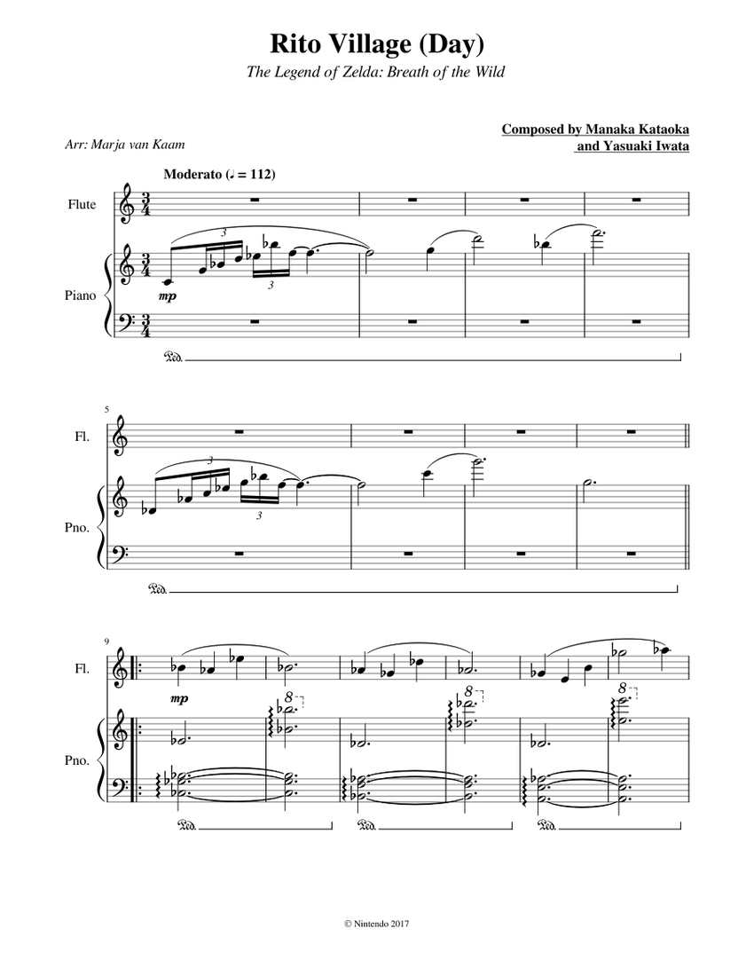 Breath of the Wild: Rito Village for Flute and Piano Sheet music for ...