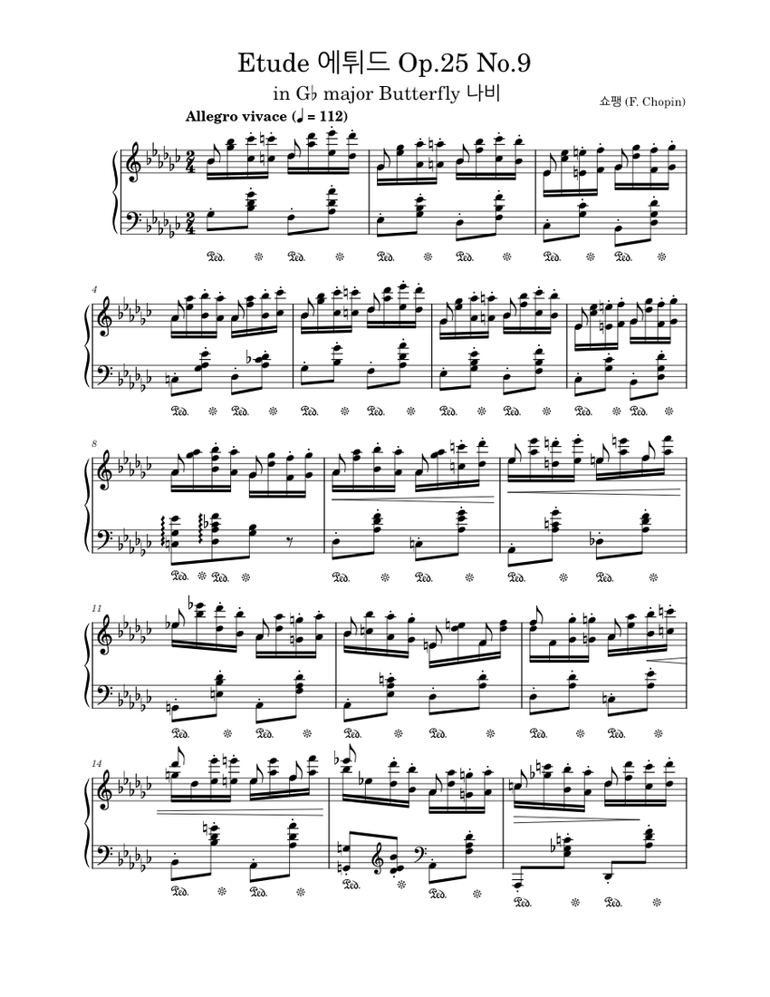Etude 에튀드 Op.25 No.9 Sheet music for Piano (Solo) | Musescore.com