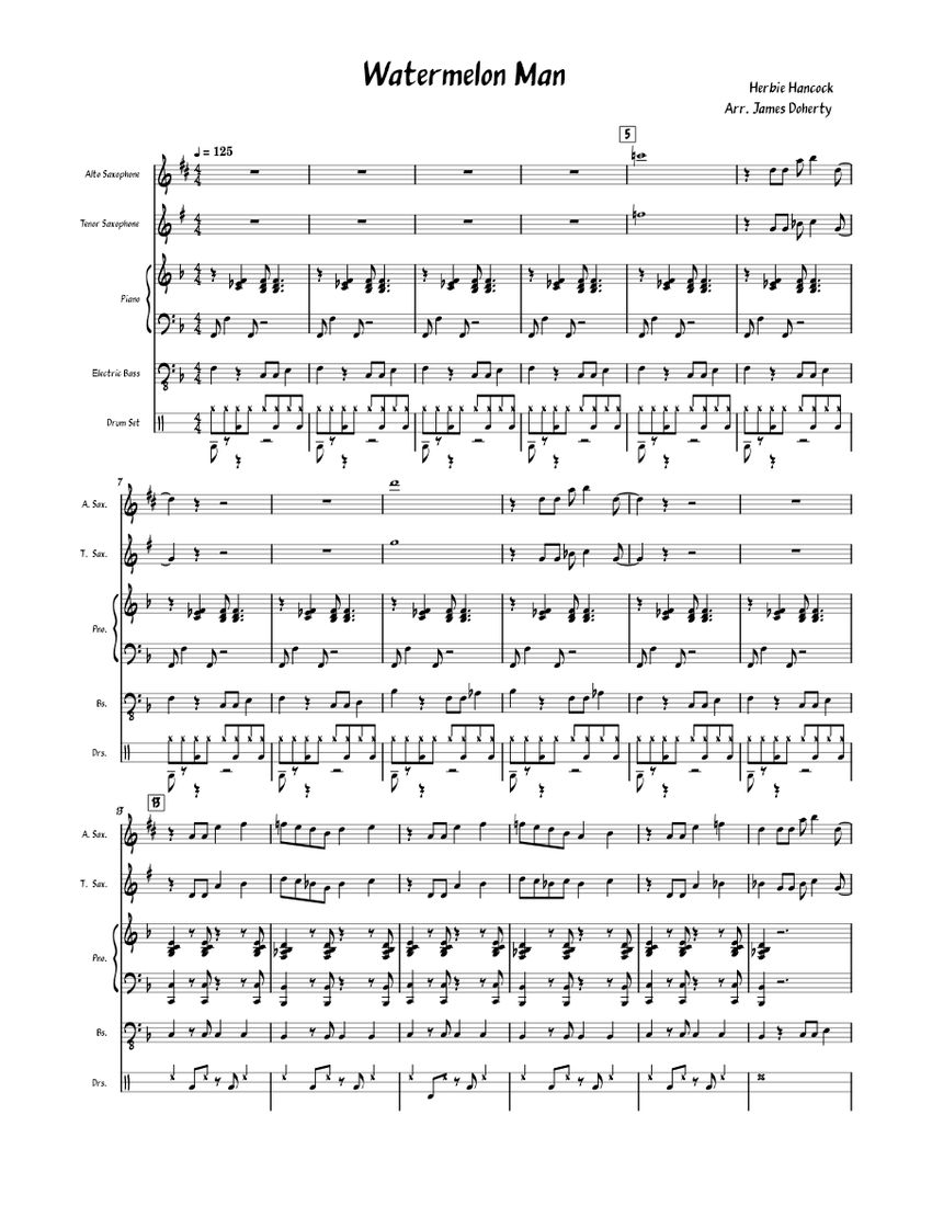 Watermelon man – Herbie Hancock Sheet music for Piano, Saxophone alto ...