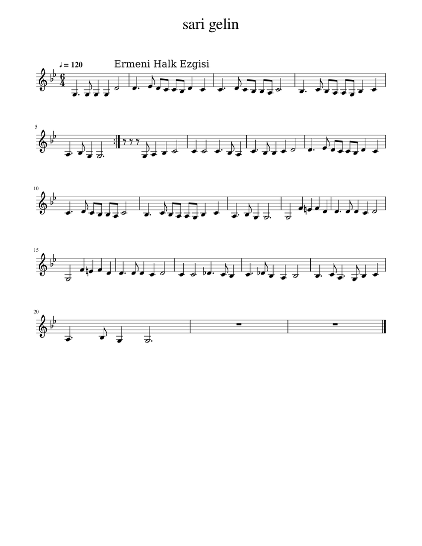 sari_gelin Sheet music for Violin (Solo) | Musescore.com