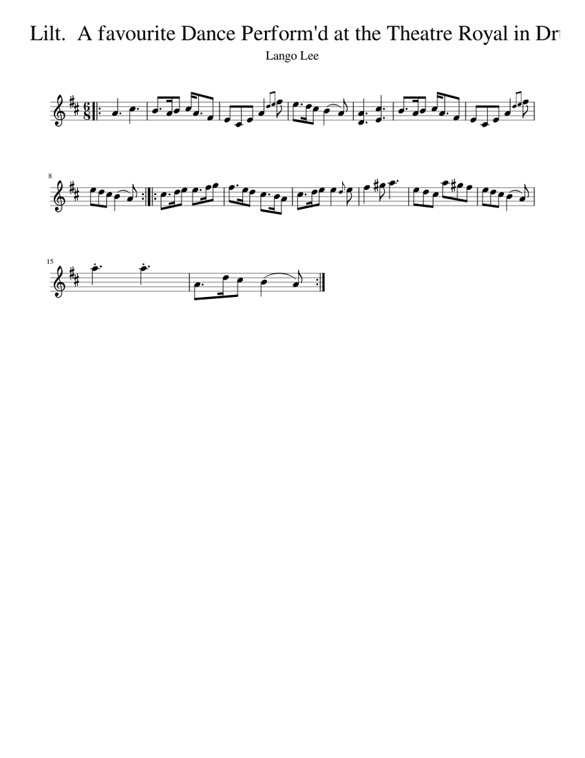 The Irish Lilt. A favourite Dance Perform'd at the Theatre Royal in ...