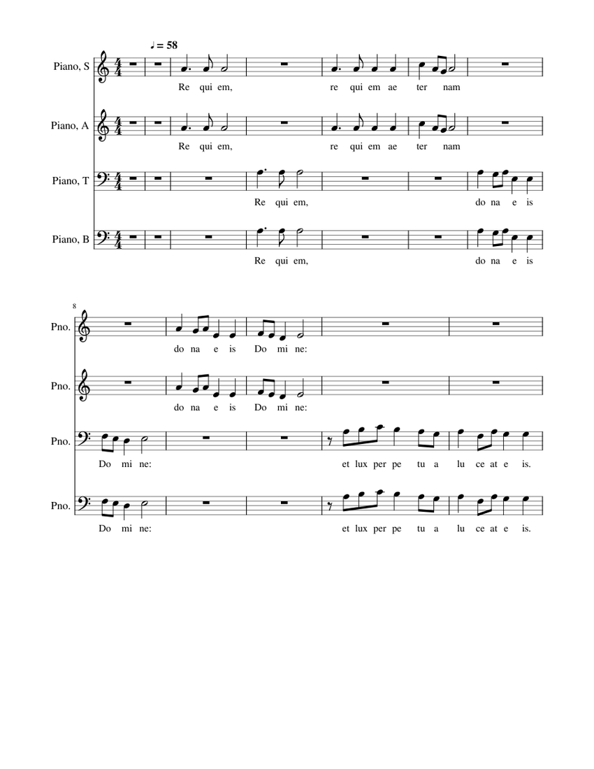Requiem 1. Requiem aeternam sopraan Sheet music for Piano (Mixed ...