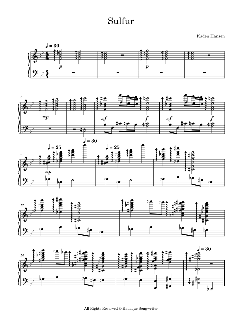 Sulfur Sheet Music for Piano (Solo) easy | MuseScore.com