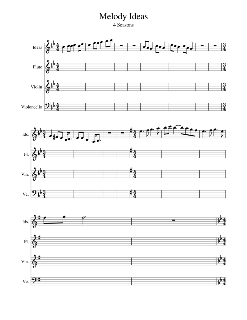MUSIC Melody Ideas Sheet music for Piano, Flute, Violin, Cello (Mixed ...
