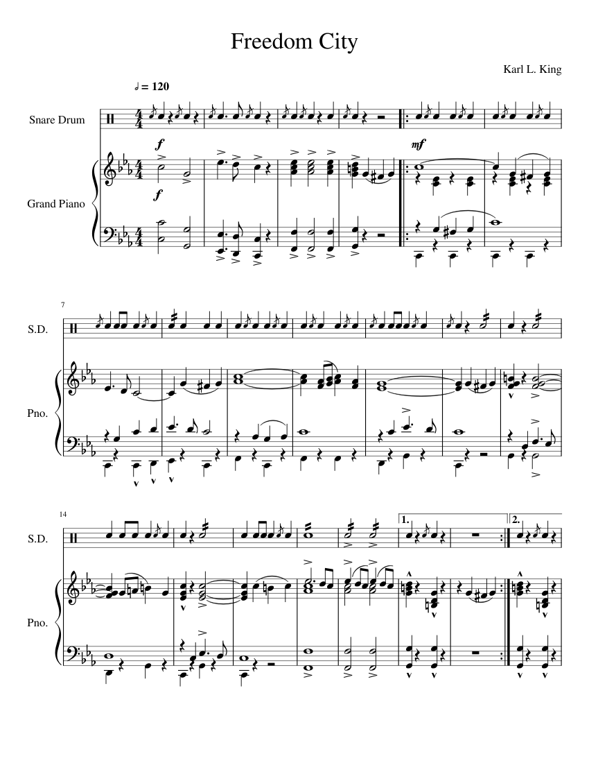 Freedom City March Sheet music for Piano, Snare drum (Mixed Ensemble ...