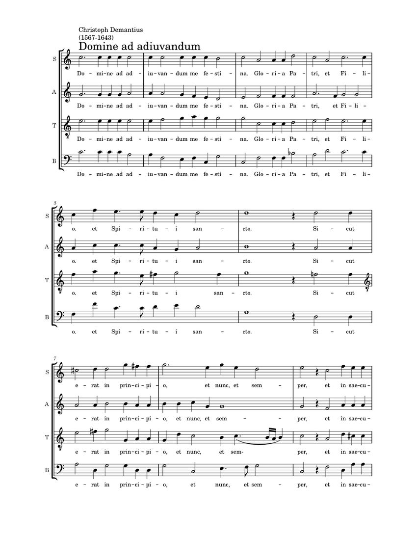 Domine ad adiuvandum – Christoph Demantius(1567-1643) Sheet music for ...
