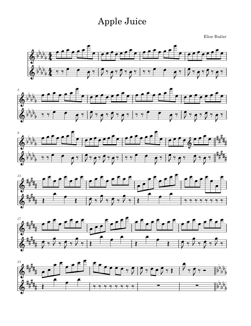 Apple Juice Sheet Music for Piano (Solo) easy | MuseScore.com