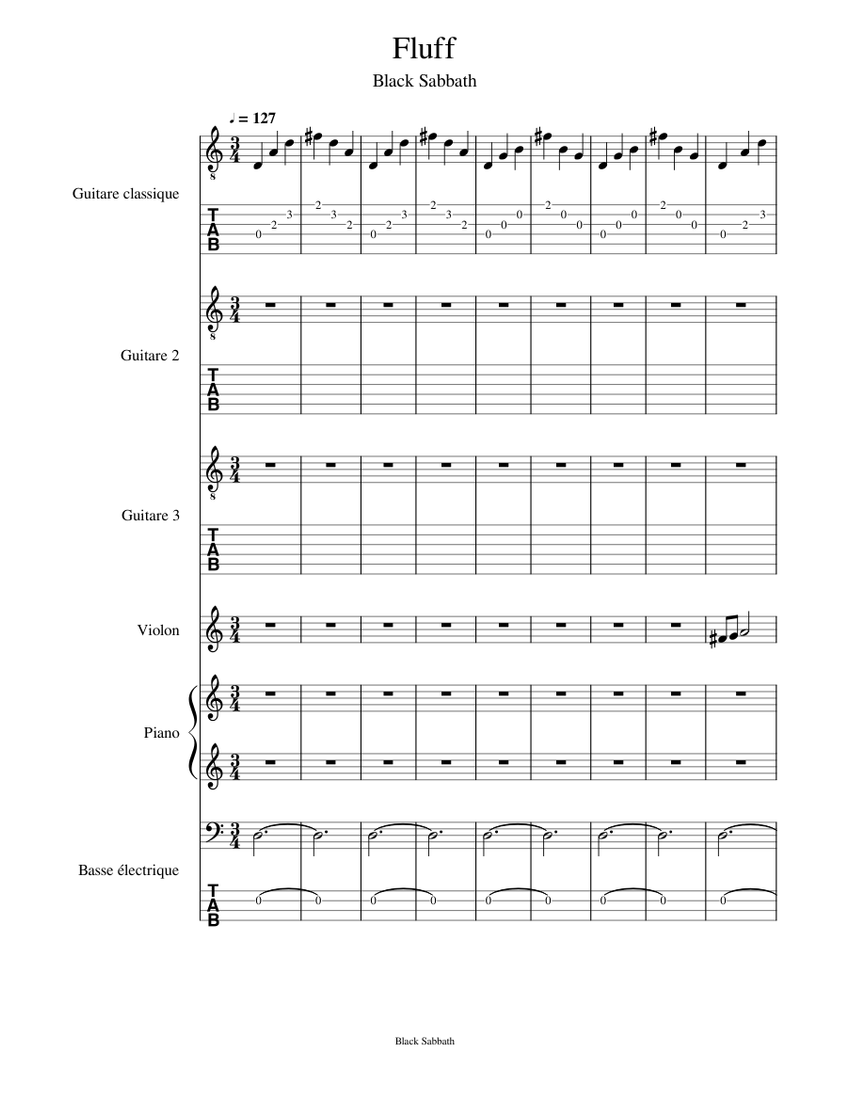 Black Sabbath - Fluff Sheet Music for Piano (Mixed Quintet) | MuseScore.com