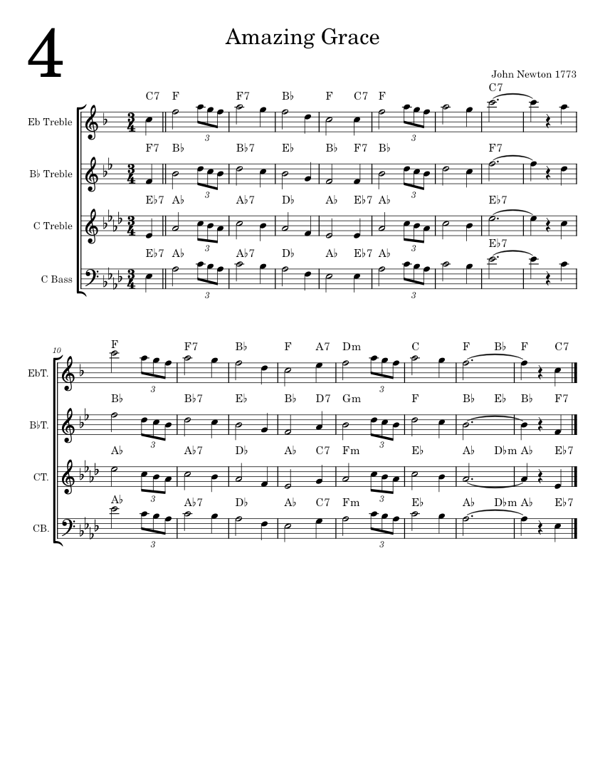 LEADSHEET Amazing Grace Sheet music for Trombone, Saxophone alto ...