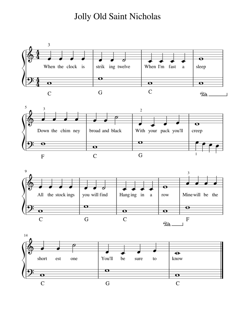 Jolly Old Saint Nicholas Sheet music for Piano (Solo) Easy | Musescore.com