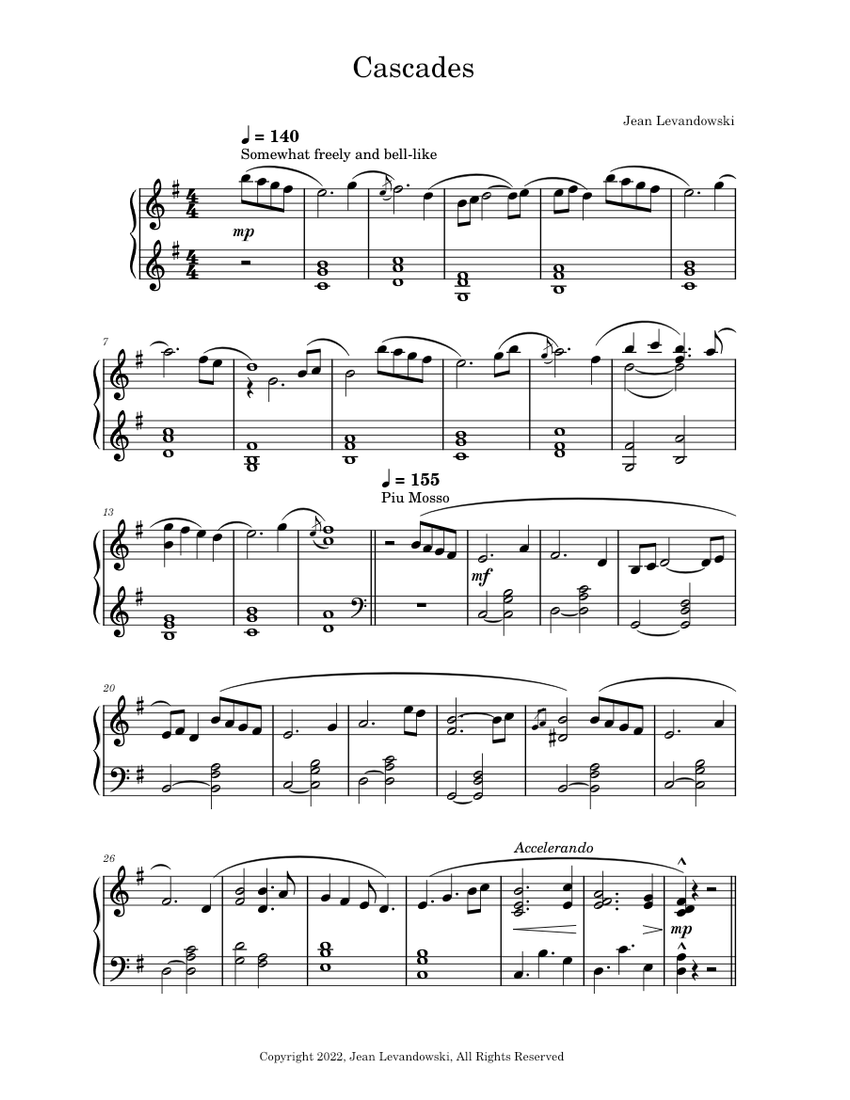 Cascades Sheet music for Piano (Solo) | Musescore.com