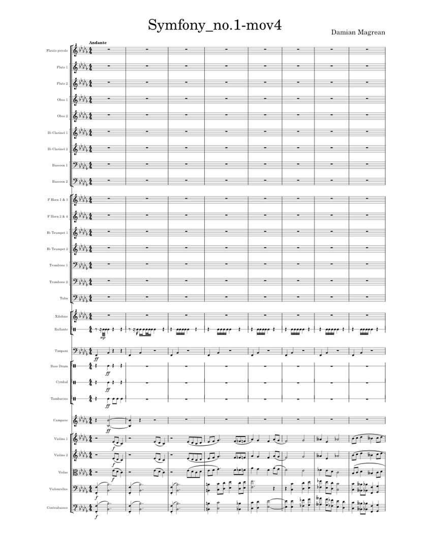 Symfony no.1-mov3 Sheet music for Trombone, Tuba, Tambourine, Flute piccolo & more instruments ...