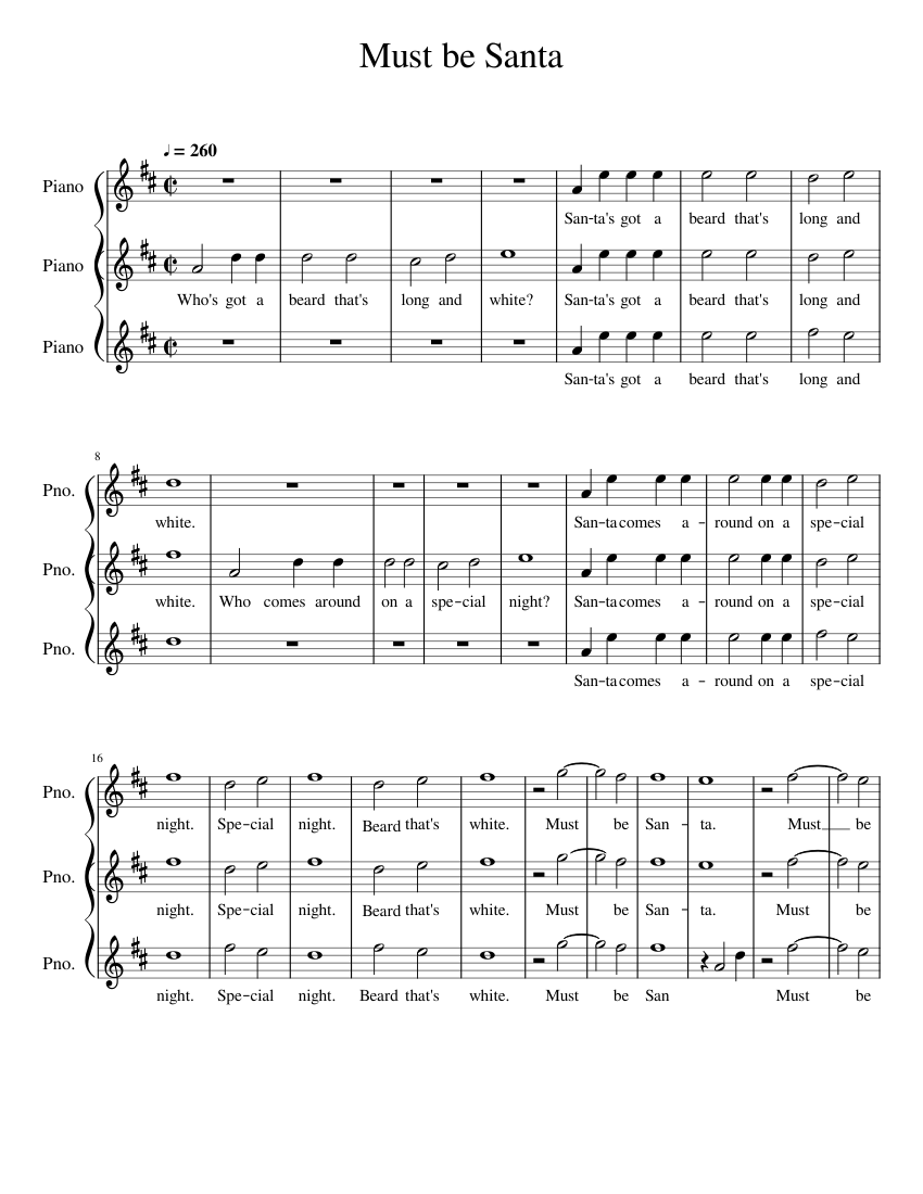 Must_be_Santa Sheet music for Piano (Mixed Trio) | Musescore.com