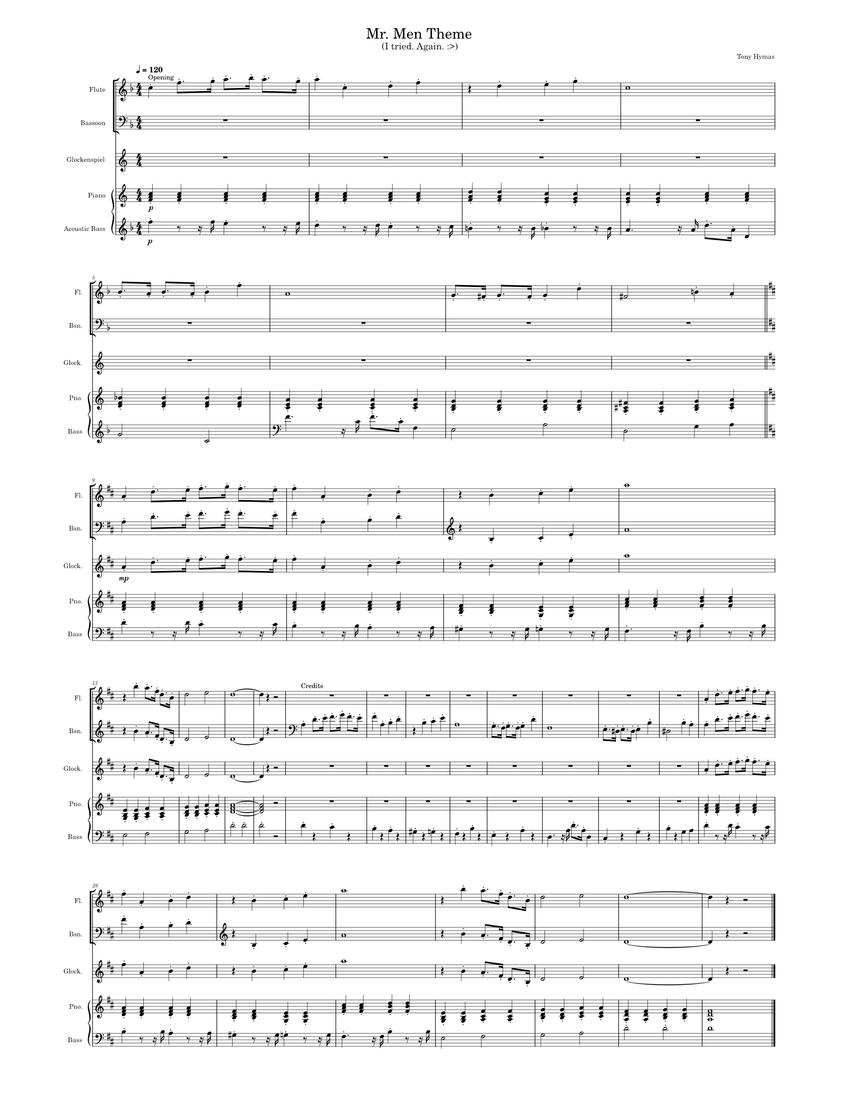 Mr. Men Original Theme – Tony Hymas Mr. Men (1970s-80s) Theme Sheet ...