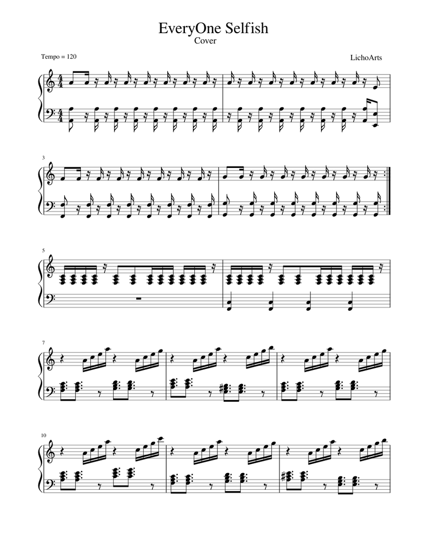 EveryOne Selfish Sheet music for Piano (Solo) | Musescore.com