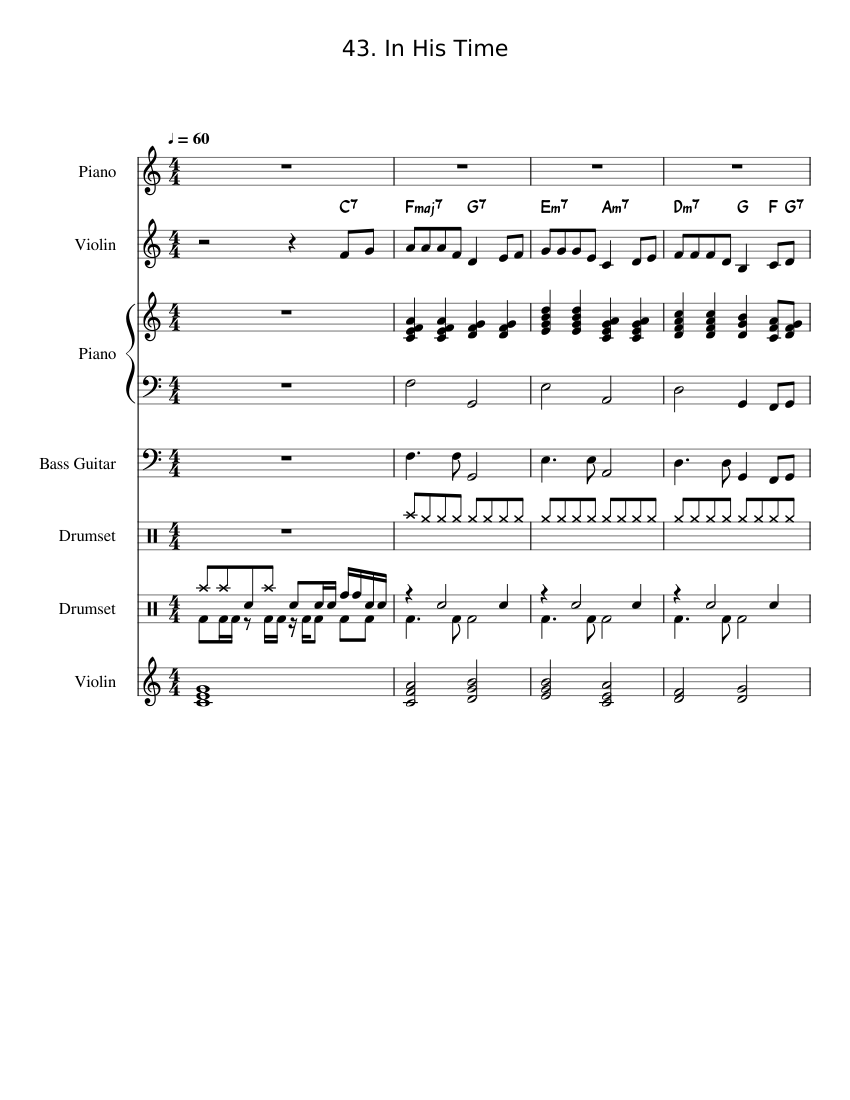 43. ក្នុងពេលទ្រង់ In His Time Sheet Music with Chords for Piano, Violin ...