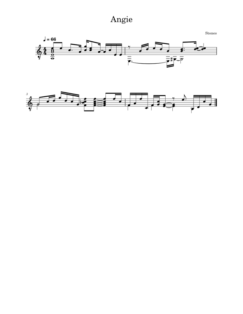 Angie – The Rolling Stones Sheet Music for Guitar (Solo) | MuseScore.com