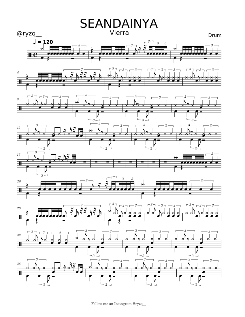 Seandainya - Vierra (transkripsi) Sheet music for Drum group (Solo ...