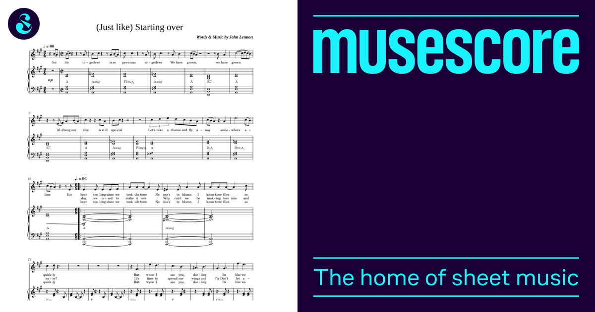 (Just like) Starting over – John Lennon Sheet Music with Chords for ...