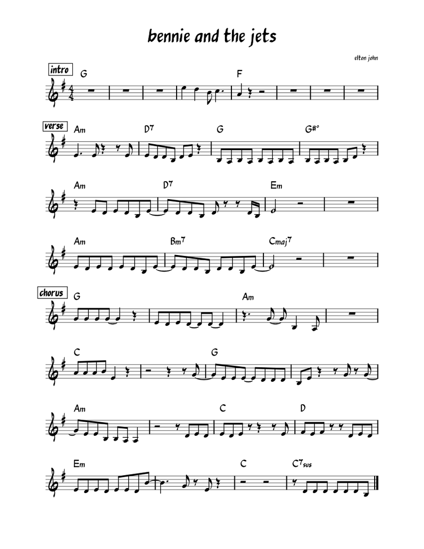Bennie And The Jets Piano Chords