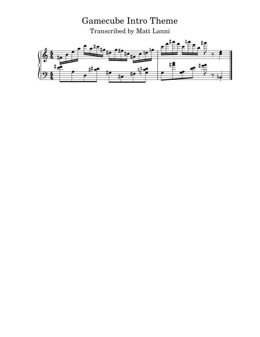 Gamecube Intro Theme Sheet Music for Piano (Solo) | MuseScore.com