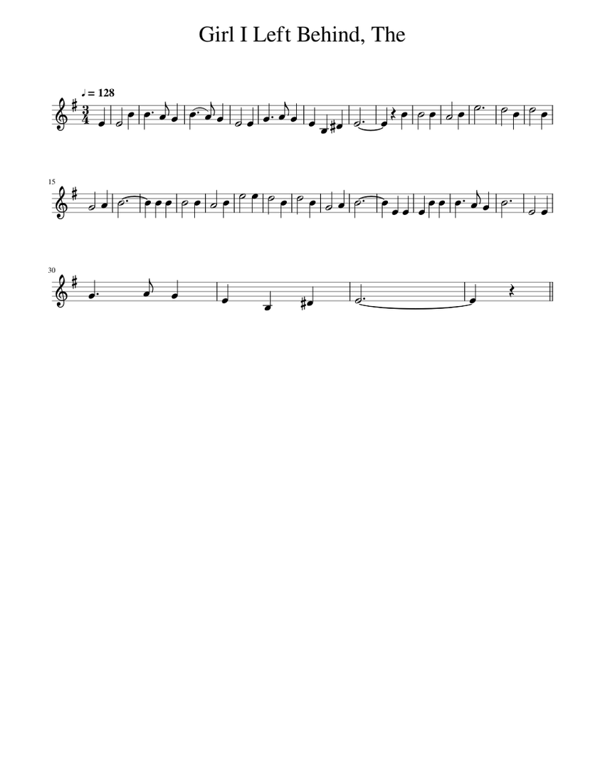 The Girl I Left Behind Sheet music for Piano (Solo) | Musescore.com
