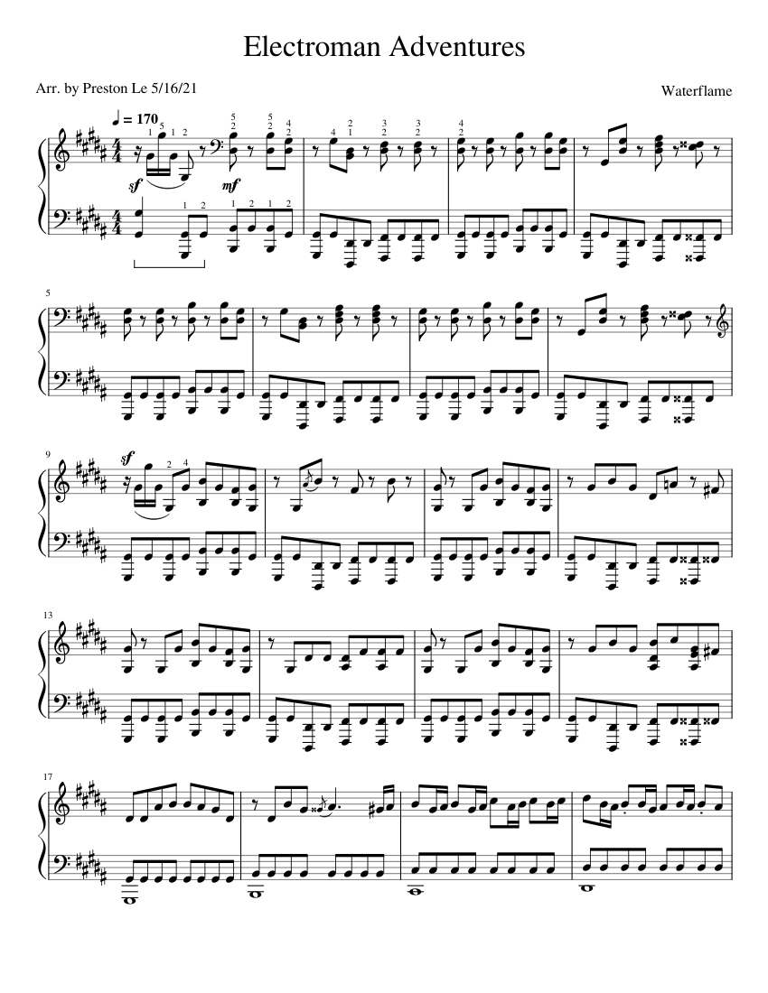 Electroman Adventures (Full) Sheet Music for Piano (Solo) | MuseScore.com