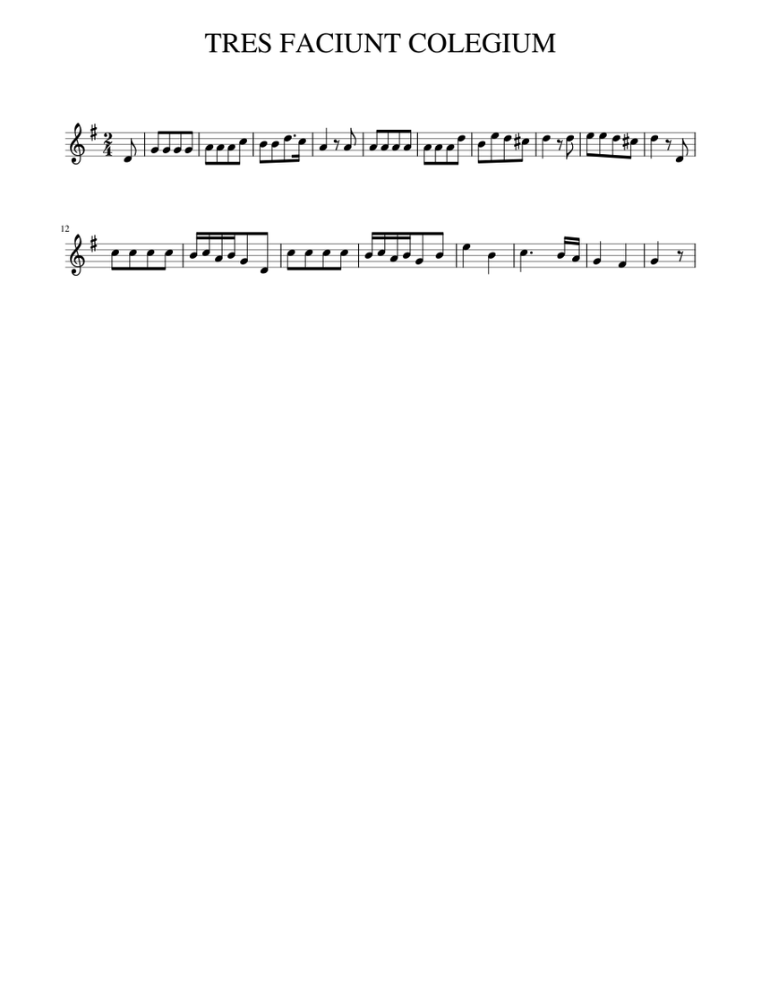 TRES FACIUNT COLEGIUM Sheet music for Piano (Solo) Easy | Musescore.com